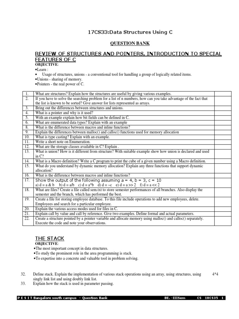 DS QB | PDF | Pointer (Computer Programming) | Information Technology DS QB | PDF | Pointer (Computer Programming) | Information Technology