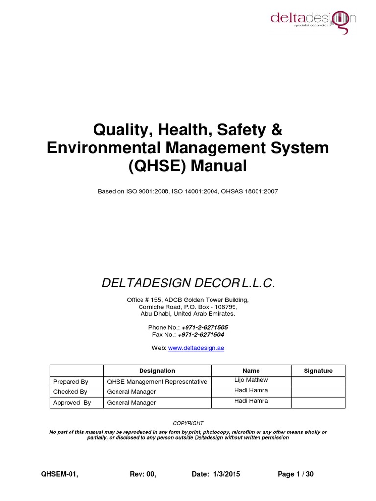 Qhse Manual | Download Free PDF | Risk | Audit