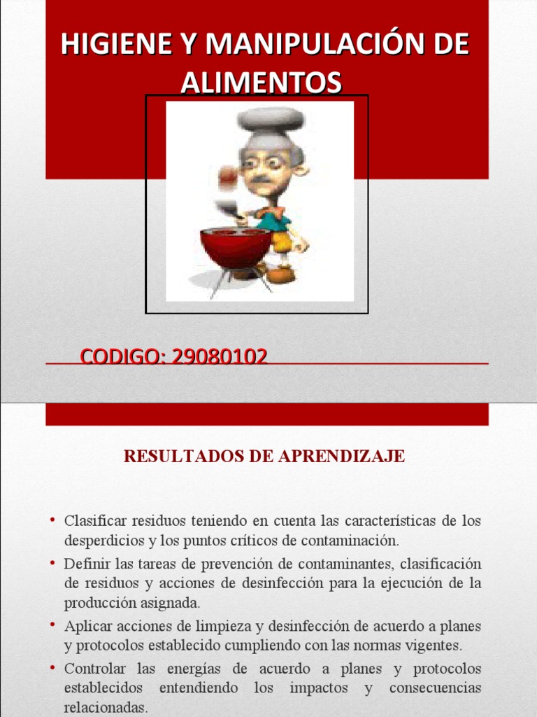 Manipulador De Alimentos Pdf Alimentos Residuos