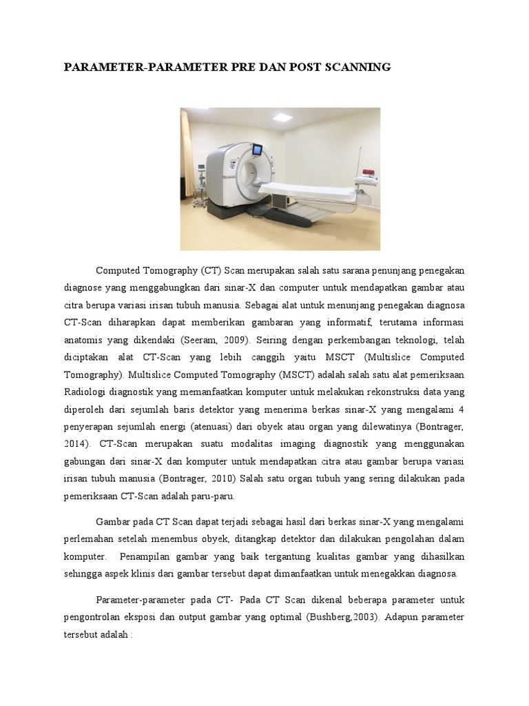 Parameter-Parameter Pre Dan Post Scanning CT Scan | PDF