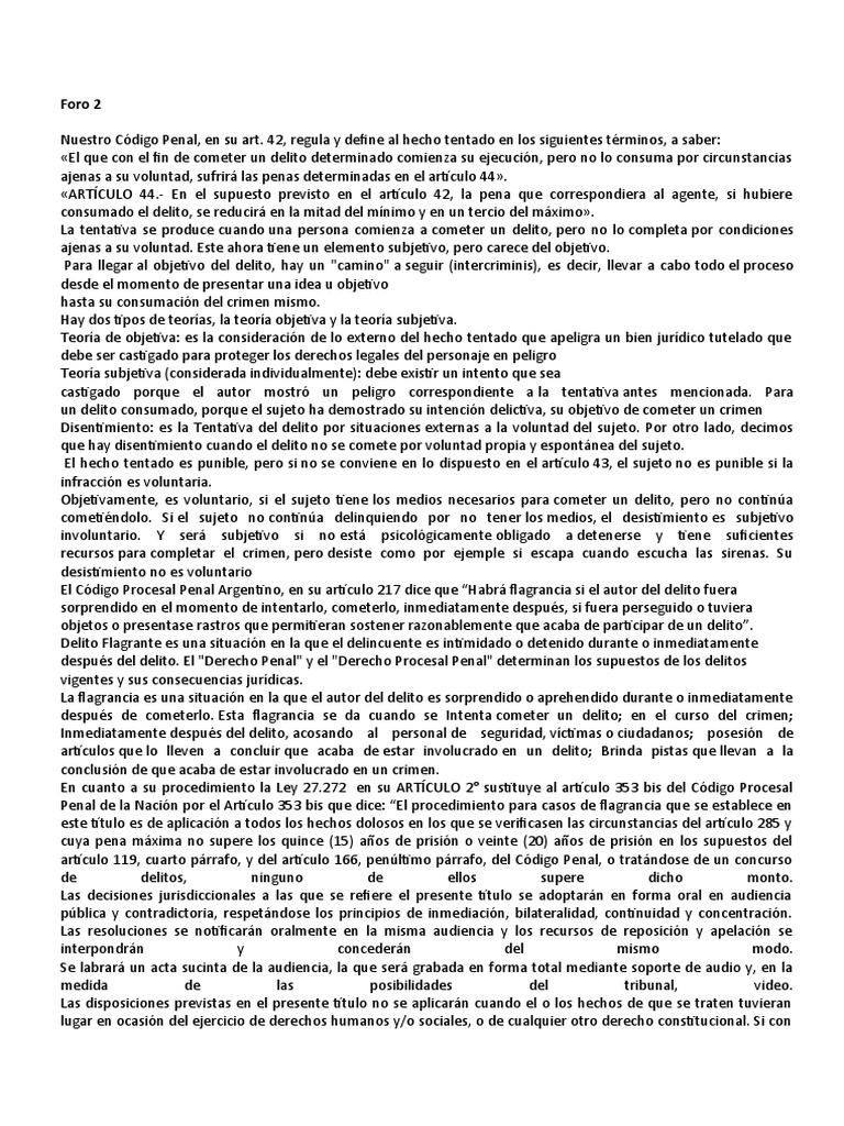 FOROS 1 Y 2 Procesal Penal | PDF | Derecho penal | Crímenes