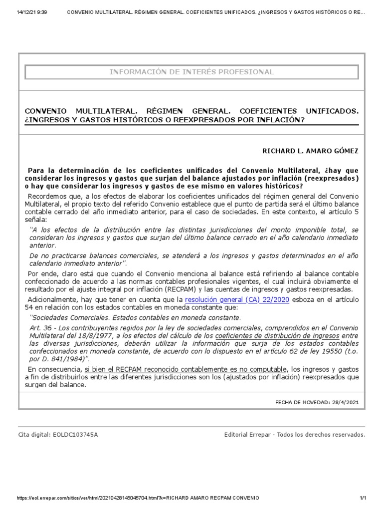 3 Convenio Multilateral Regimen General Coeficientes Unificados ...