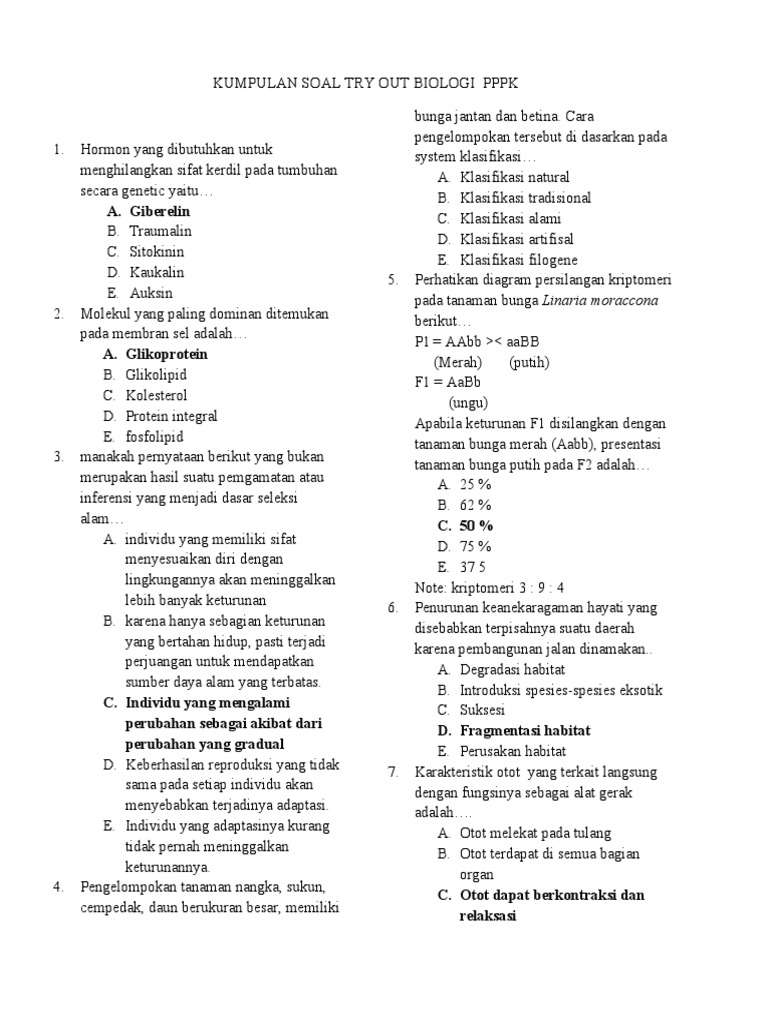 Soal Try Out Biologi PPPK | PDF