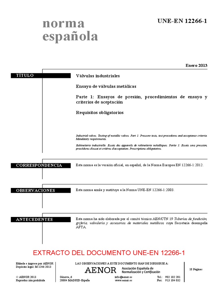 Requisitos de ensayo EN 12266-1 | PDF | Tecnología