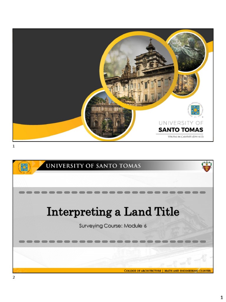 HANDOUTS -- Module 6 -- Intepreting a Land Title (1) | PDF | Surveying ...