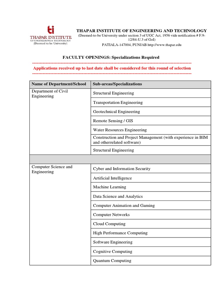 Specializationss | PDF | Engineering | Science