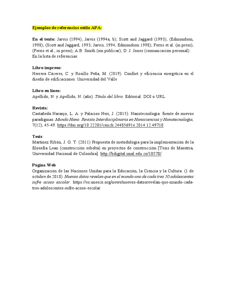 Ejemplos De Referencias En Estilo Apa Pdf Ciencias Sociales 1586