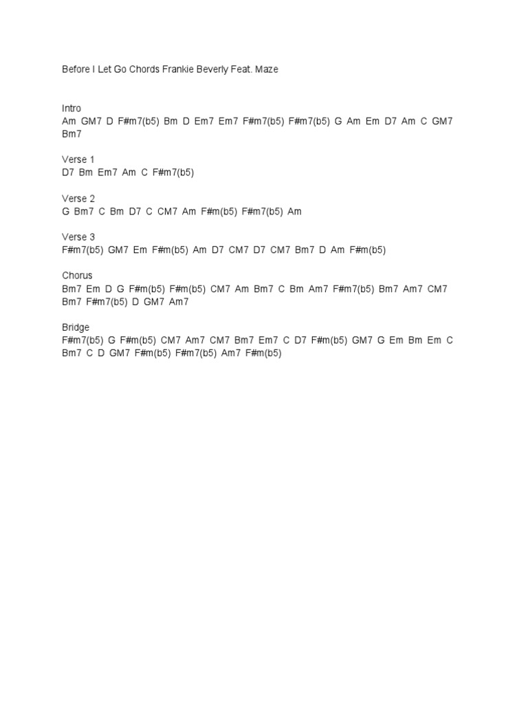 Before I Let Go Chords Frankie Beverly Feat | PDF