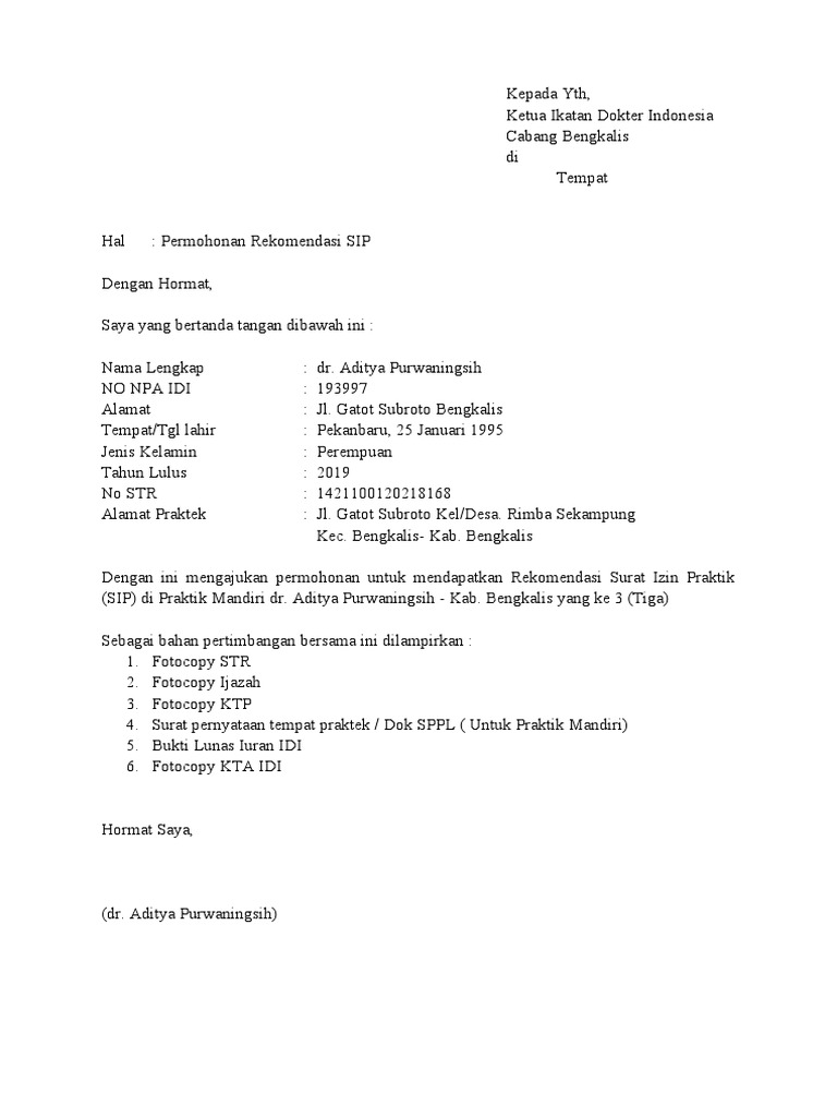 Surat Permohonan Rekom | PDF