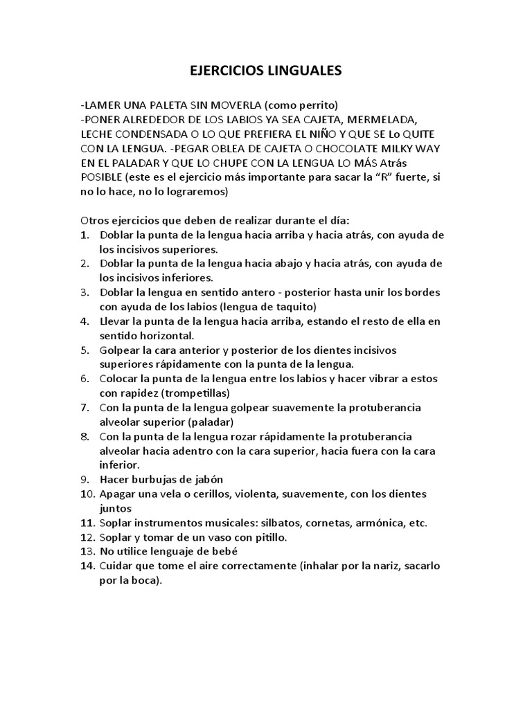 Ejercicios Linguales | PDF | Artes del Lenguaje y Comunicación