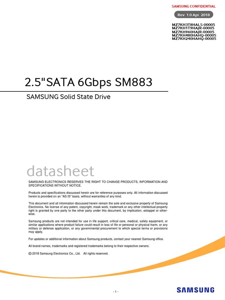 SM883 Samsung | PDF