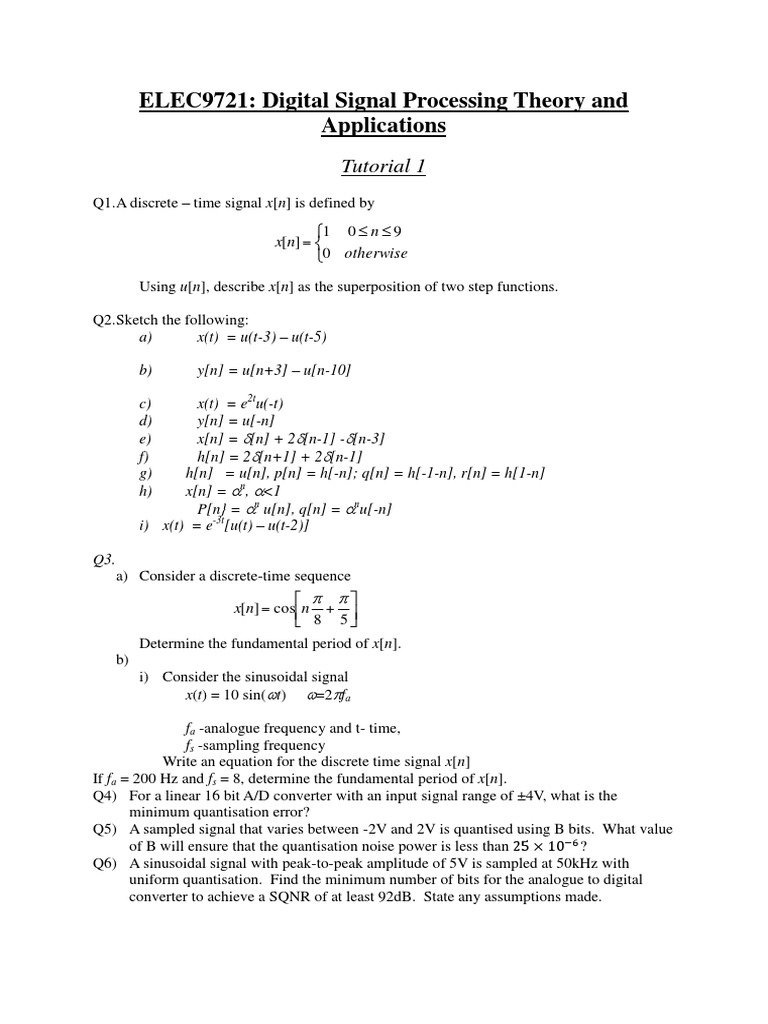 Tutorial 1 | PDF | Applied Mathematics | Data Transmission