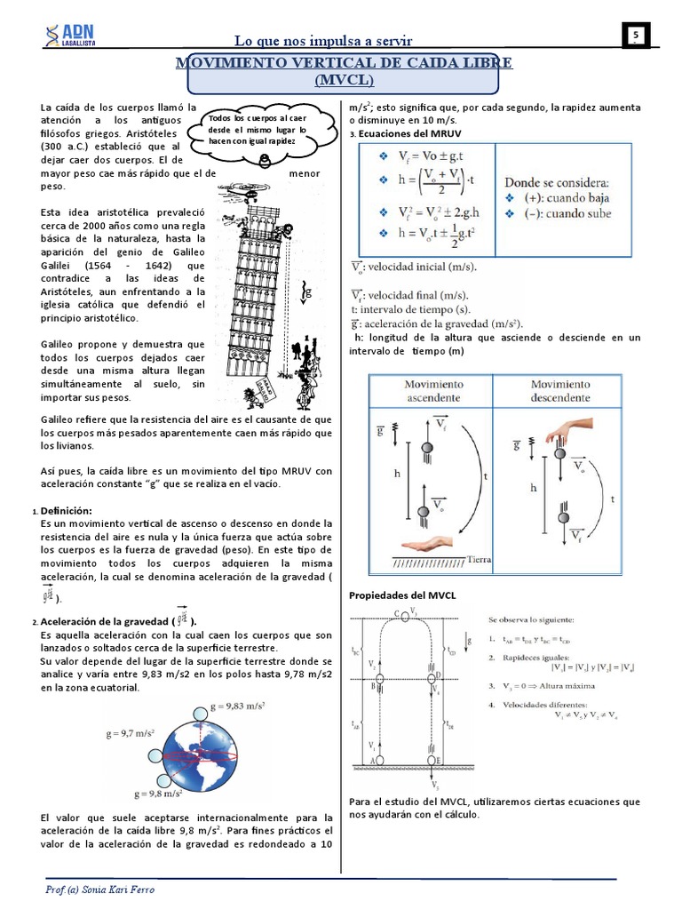 Caida Libre | PDF | Fuerza | Fenomeno fisico