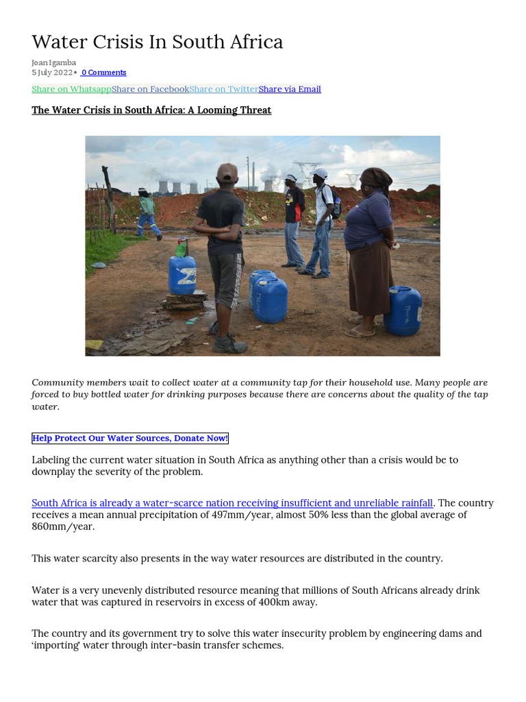 The Water Crisis in South Africa: A Looming Threat | PDF | Water ...