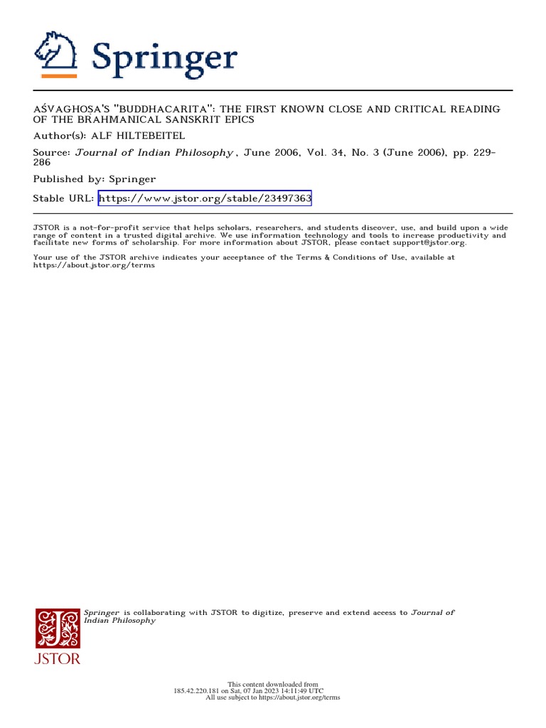 Aśvaghoṣa's Buddhacarita-The First Close and Critical Reading of The ...