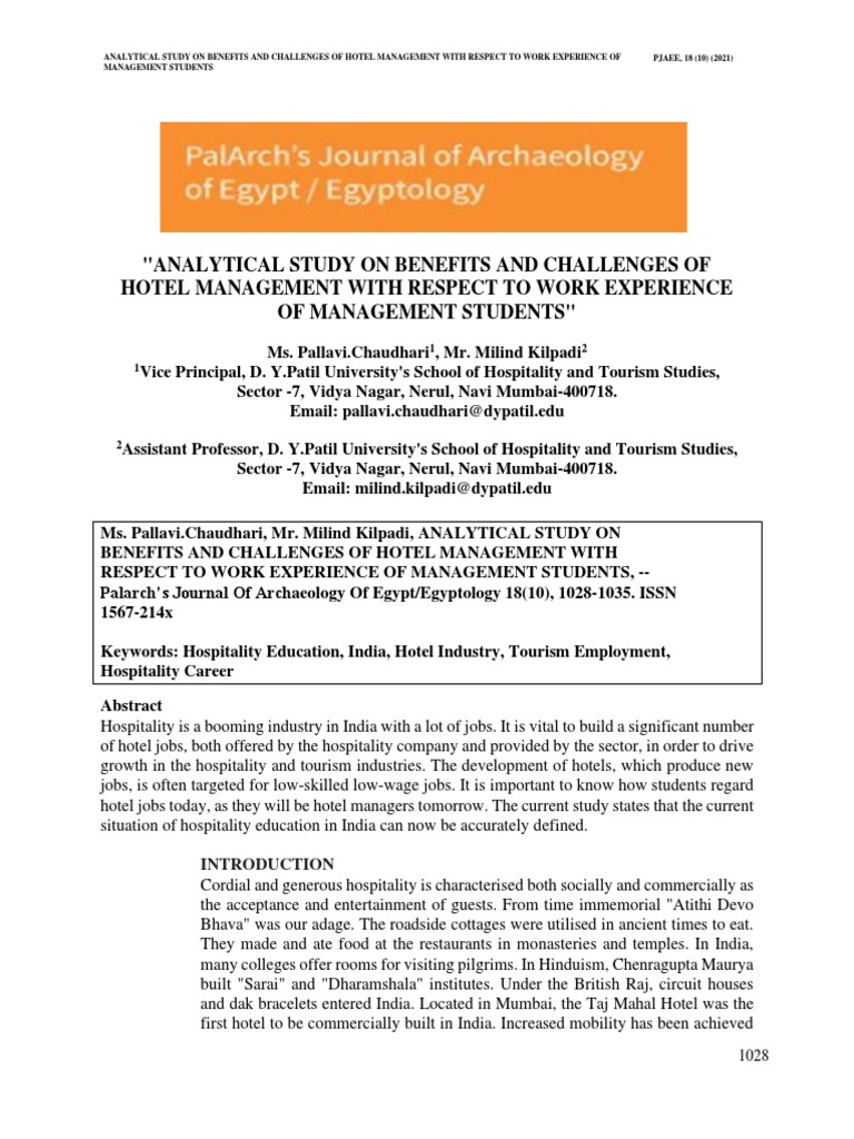 Benefits and Challenges in Hotel Management | PDF | Focus Group | Hotel