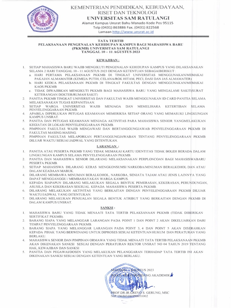 Tata Tertib PKKMB 2023 | PDF | Sains & Matematika