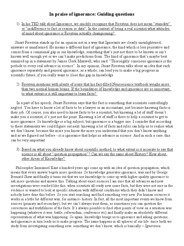 In Praise of Ignorance | PDF | Knowledge | Science
