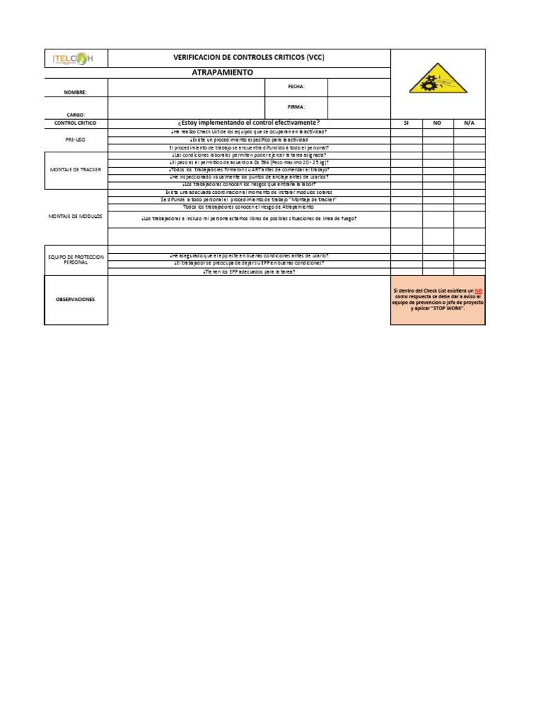 Verificación de Controles Críticos VCC | PDF