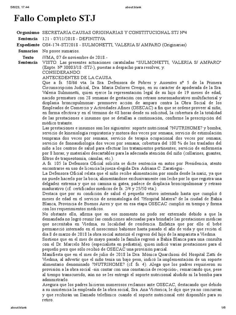 Fallo Sulmonetti Valeria Amparo | PDF