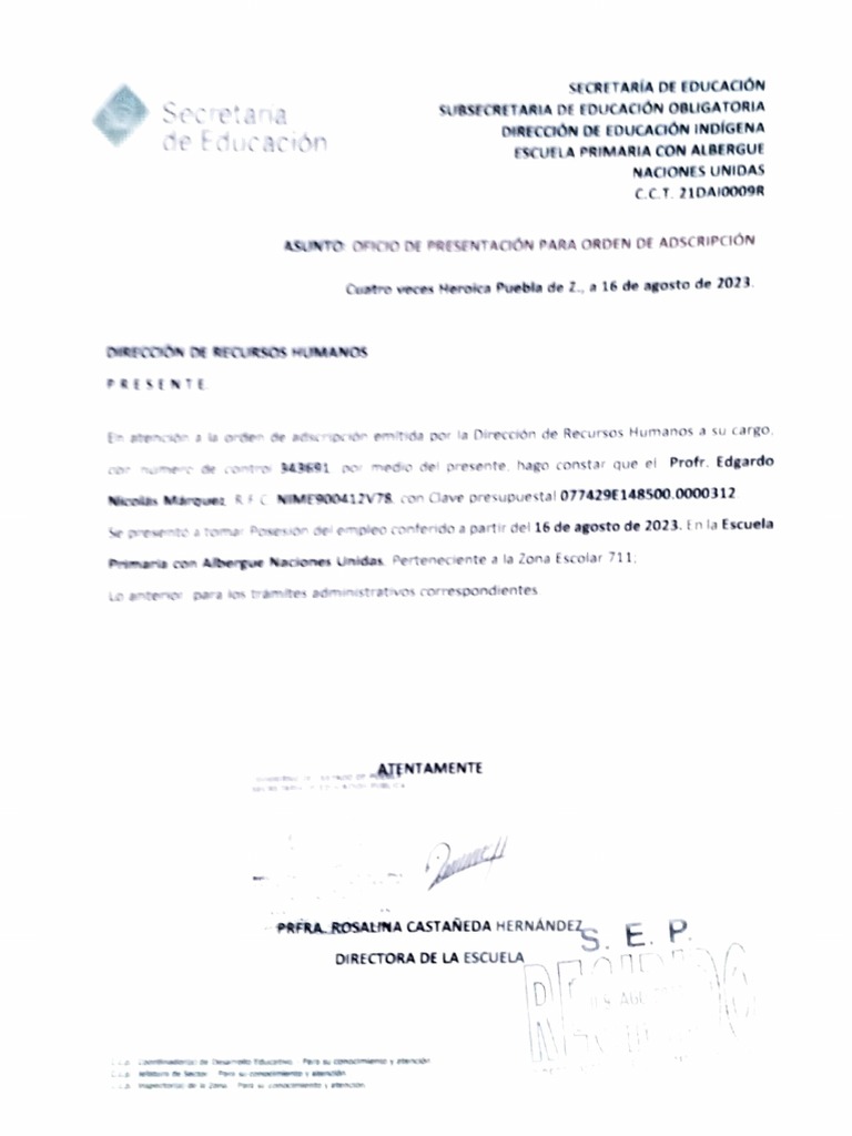 Oficio de Presentacion | PDF