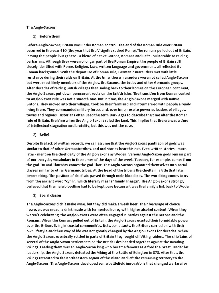 Anglo Saxons | PDF | Anglo Saxons | Ancient Rome