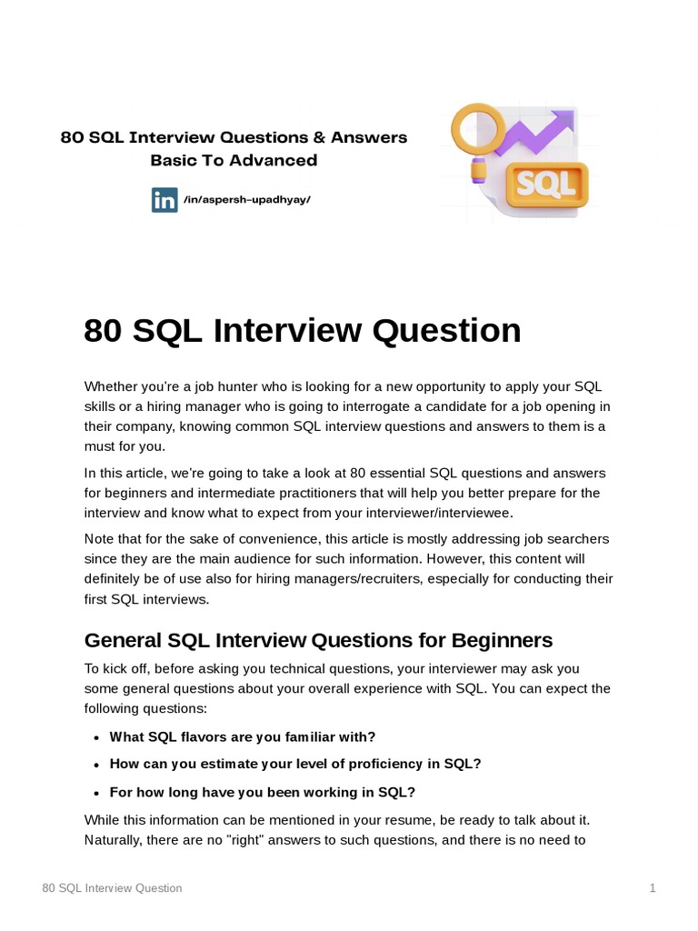 80 Sql Interview Questions And Answers Pdf Database Index Relational Database