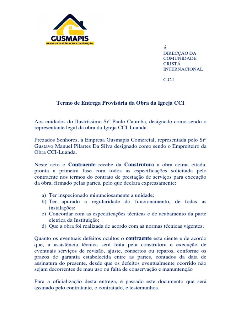Termo de Entrega | PDF