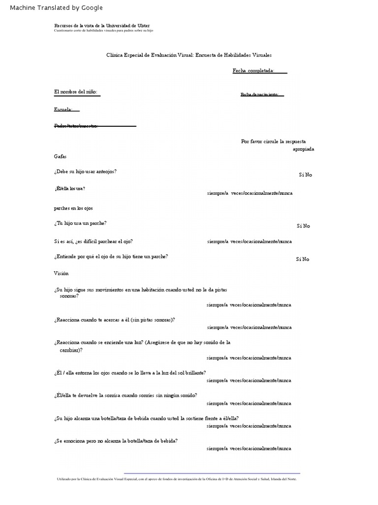 Habilidades Visuales Impedimento Visual Cortical | PDF