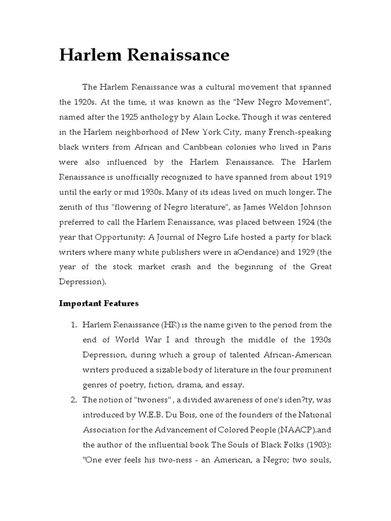 Harlem Renaissance in American Literature | PDF