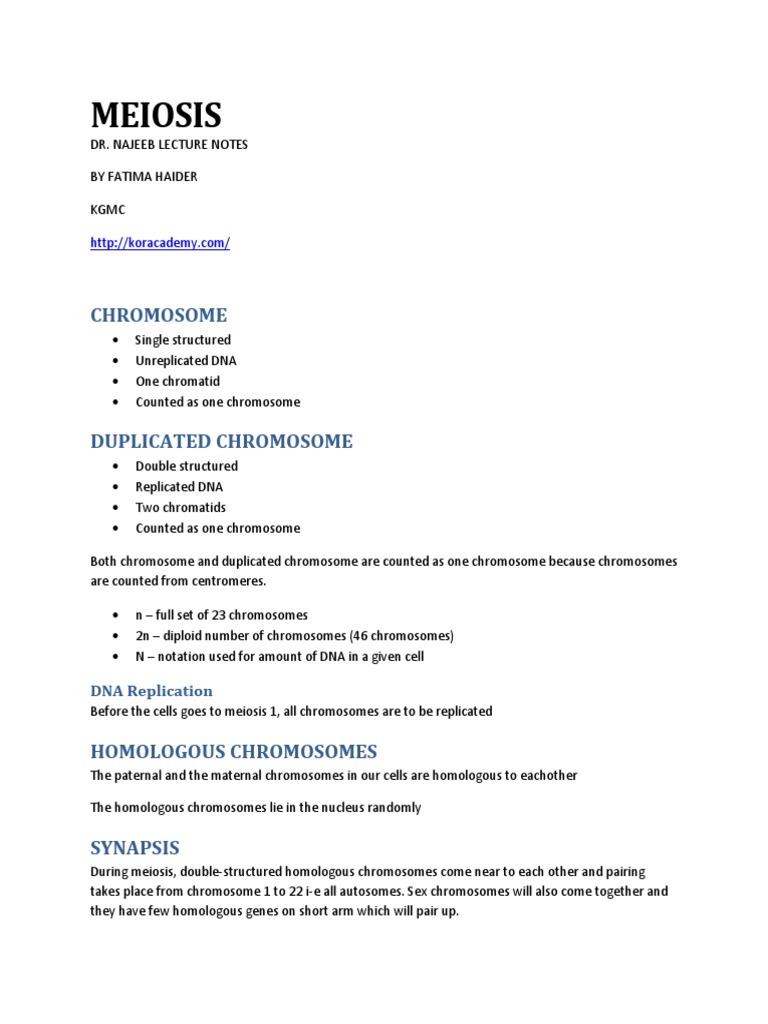 02 - Meiosis | PDF | Meiosis | Chromosome