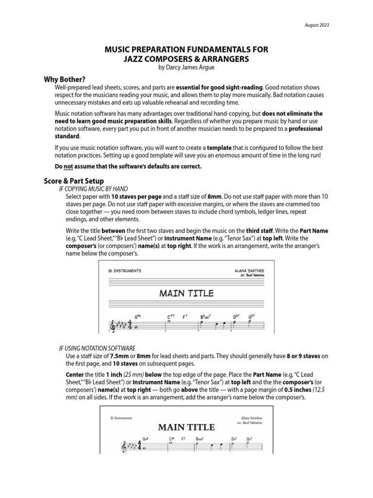 Music Preparation Fundamentals | PDF | Lead Sheet | Musical Compositions