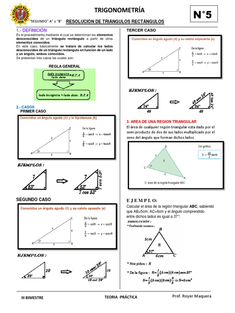 5.resolucion de Triangulos Rectangulos | PDF
