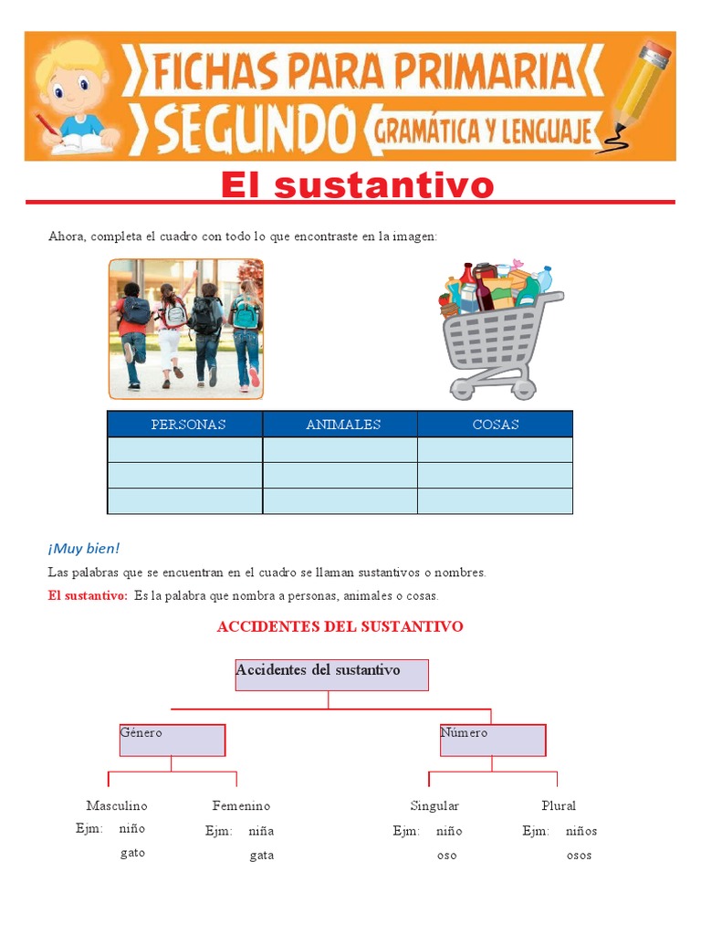 Aprendiendo Sobre El Sustantivo para Segundo Grado de Primaria | PDF | Sustantivo | Plural