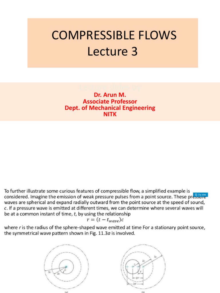 COMPRESSIBLE FLOWS-Lecture 3 - Dr. Arun | PDF | Nozzle | Fluid Dynamics