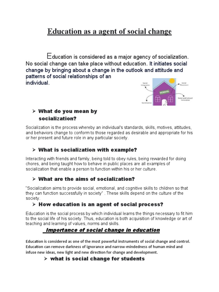 Education As A Agent of Social Change (Group # 07) | PDF ...