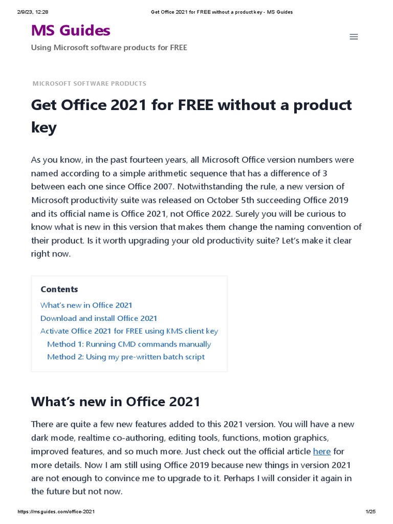 Get Office 2021 For FREE Without A Product Key | PDF | Computing ...