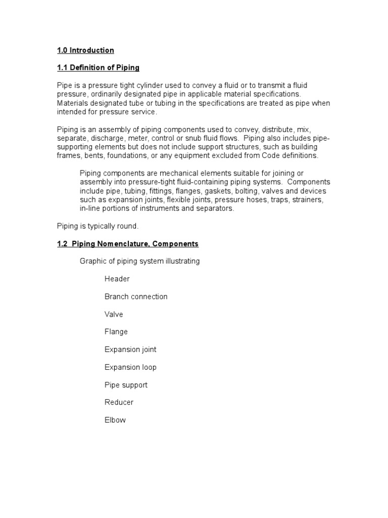 Piping Tutorial | PDF | Pipe (Fluid Conveyance) | Pipeline Transport