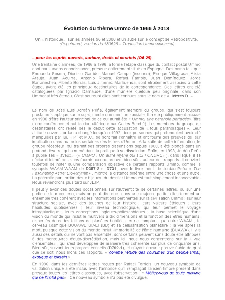 Évolution des lettres Ummo (1966-2018) | PDF | Soleil