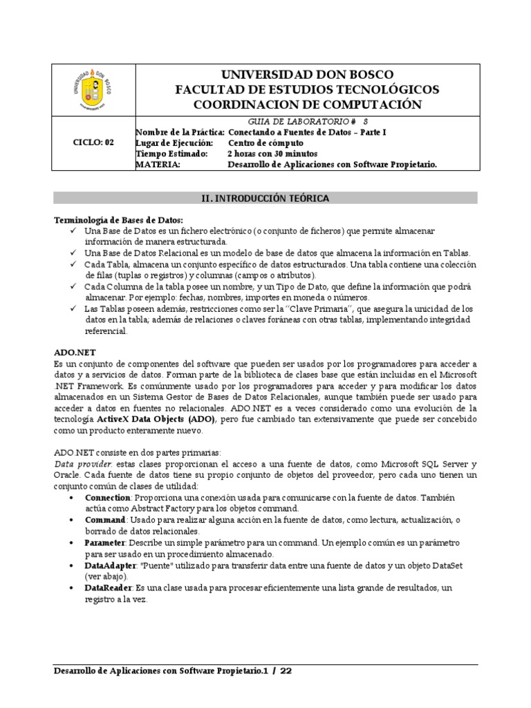 Guia 8 | PDF | SQL | Active X Data Objects