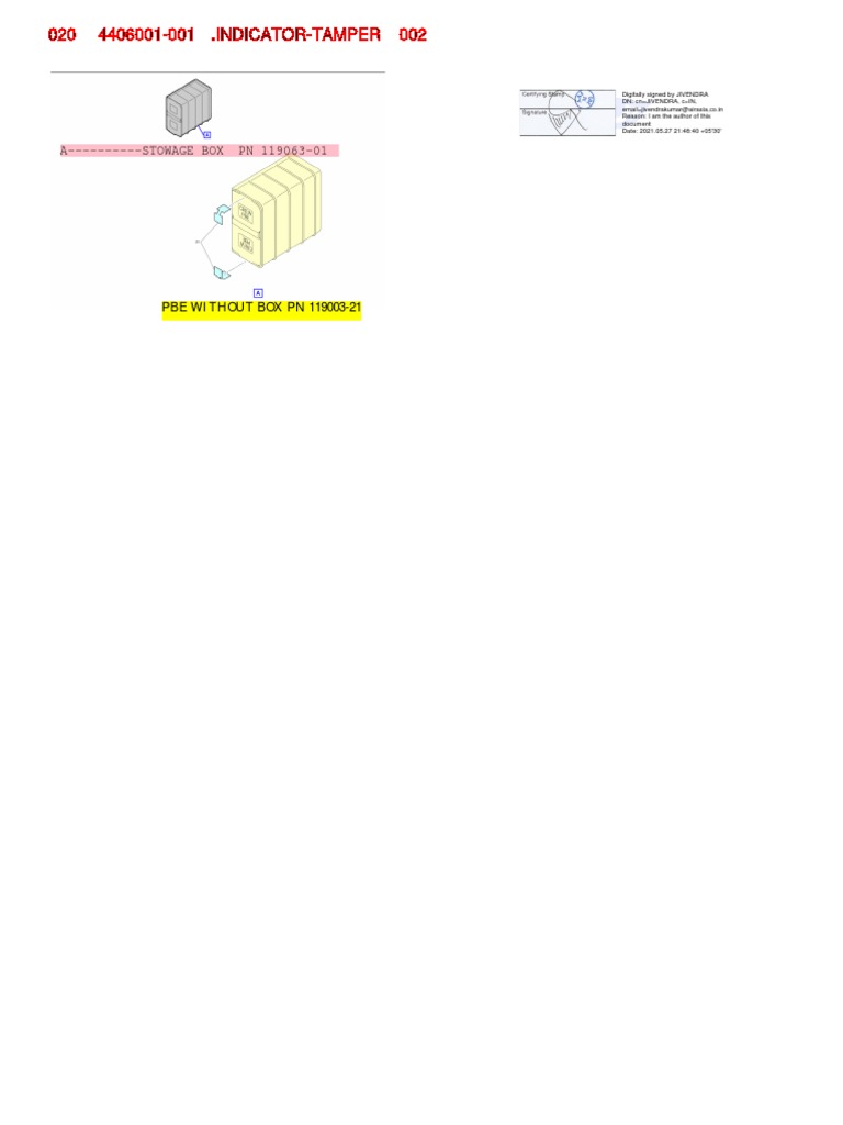 020 4406001-001 .Indicator-Tamper 002: A - Stowage Box PN 119063-01 | PDF