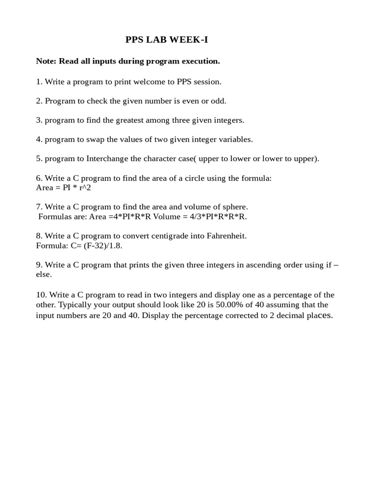 PPS Lab Week-I | PDF