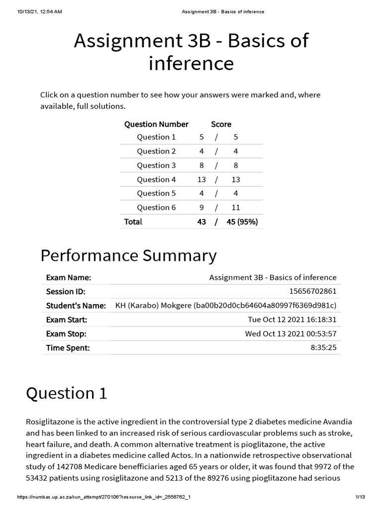 Assignment 3B Numbas | PDF | Hypothesis | Normal Distribution