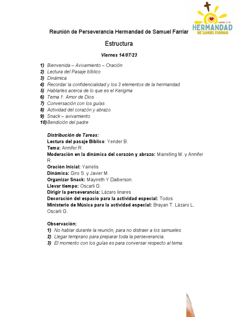 Reunión de la Hermandad de Samuel | PDF | Artes del Lenguaje y ...