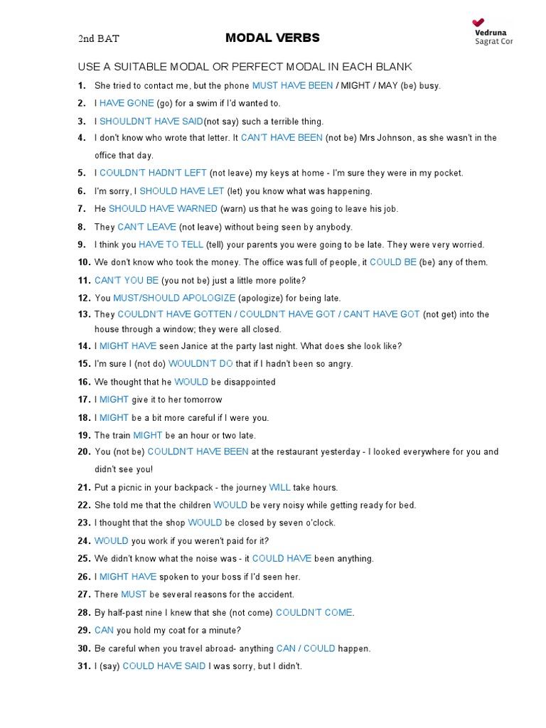 Modal Verbs Practice Exercises | PDF | Mystery, Thriller & Crime Fiction