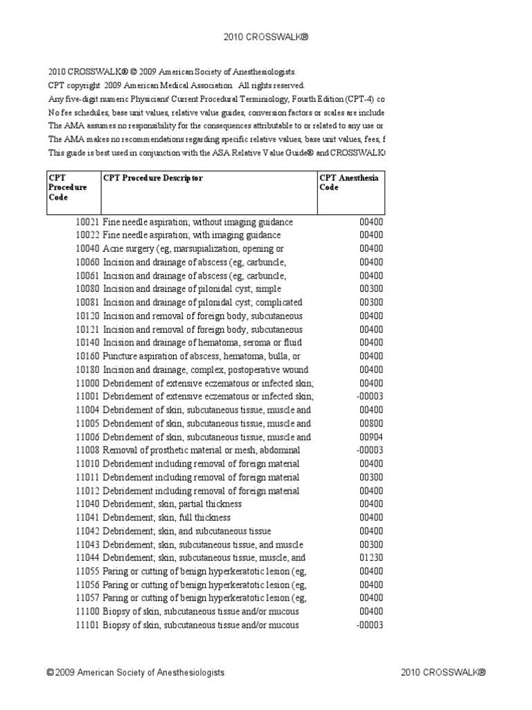 2010 Asa Crosswalk | PDF
