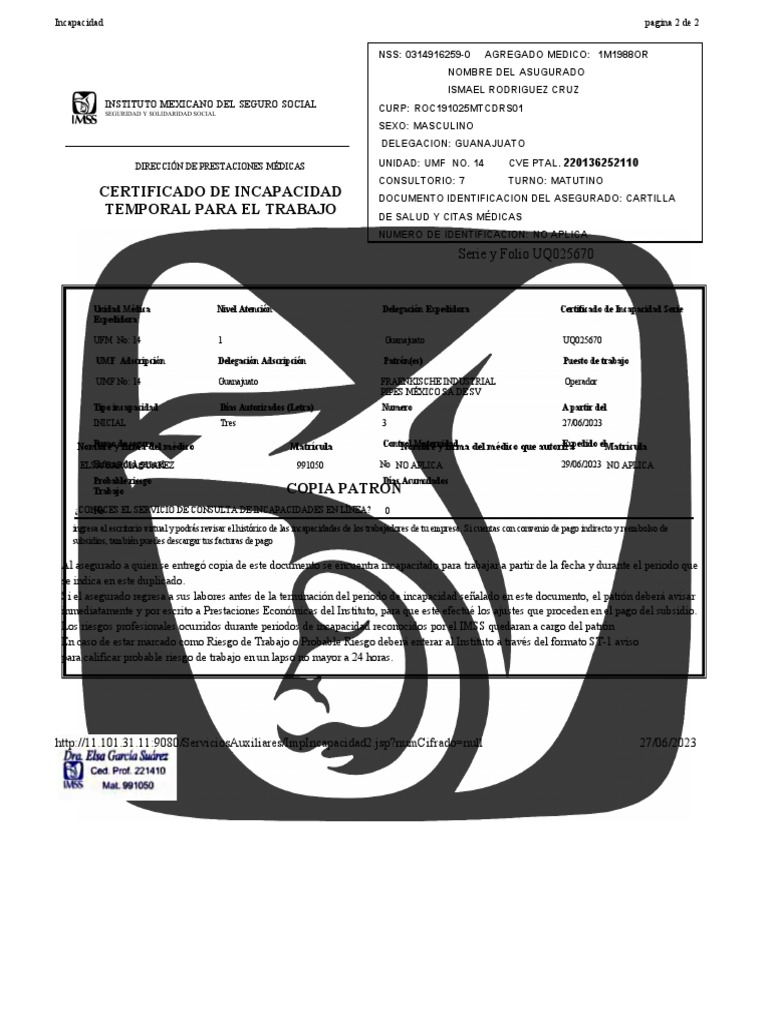 Formato-Incapacidad-Imss-Editable-Word Trabajo | PDF