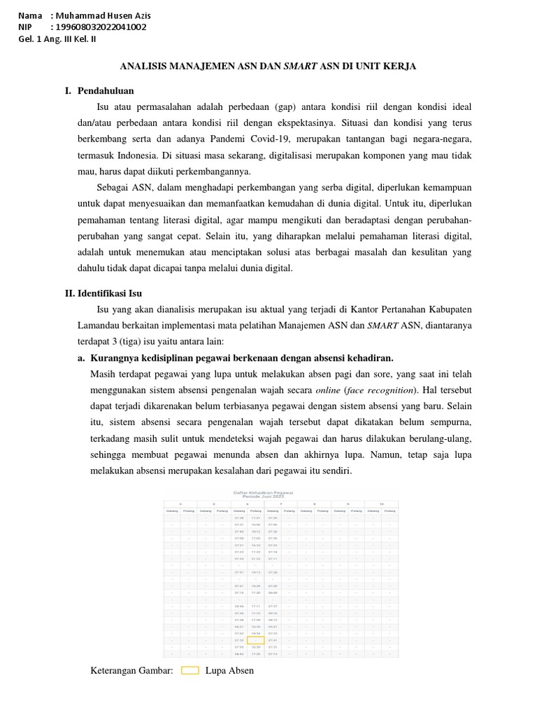 Muhammad Husen Azis - Tugas Individu Analisis Isu Manajemen ASN Dan SMART ASN | PDF