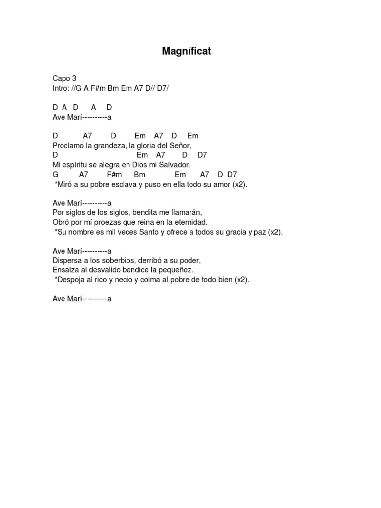 Letra y acordes del Magnificat | PDF