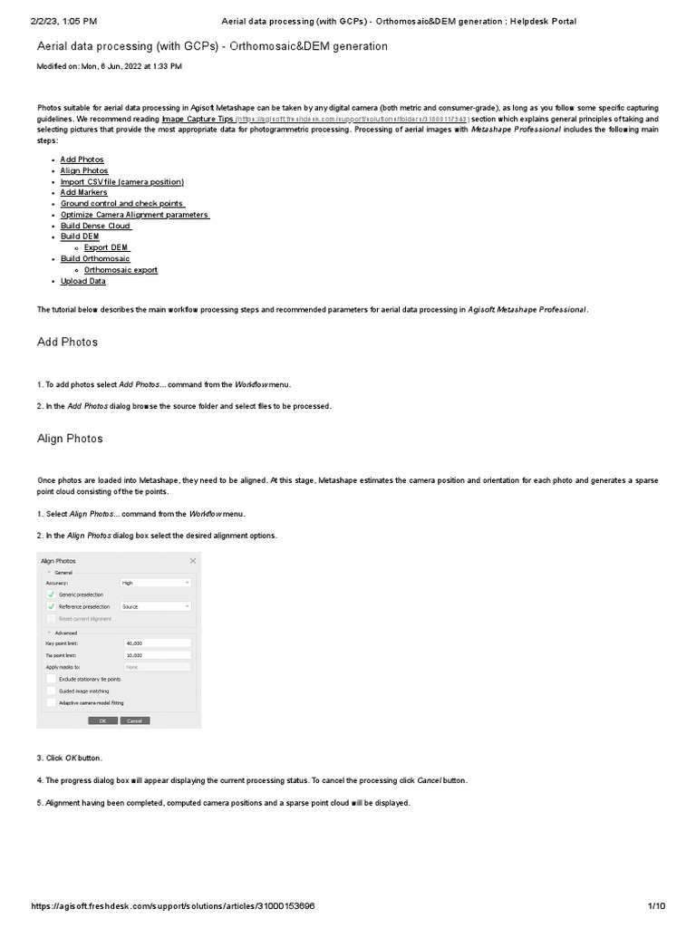 Aerial Data Processing (With GCPS) - Orthomosaic&DEM Generation ...